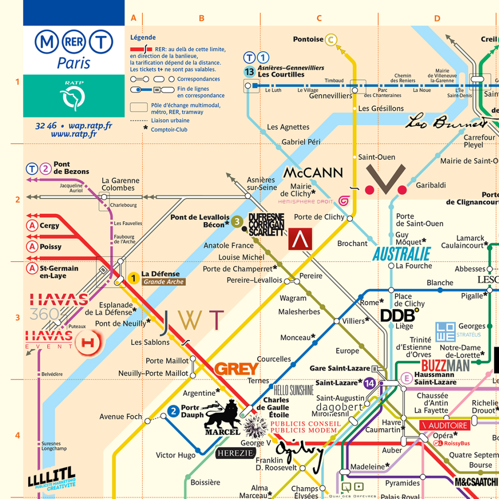 Paris : la carte de métro des agences de publicitéLLLLITL