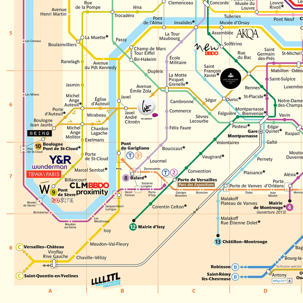 Paris : la carte de métro des agences de publicitéLLLLITL